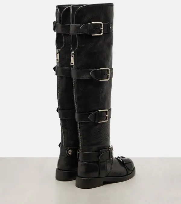 Dolce & Gabbana Over-the-knee Leather Biker Boots