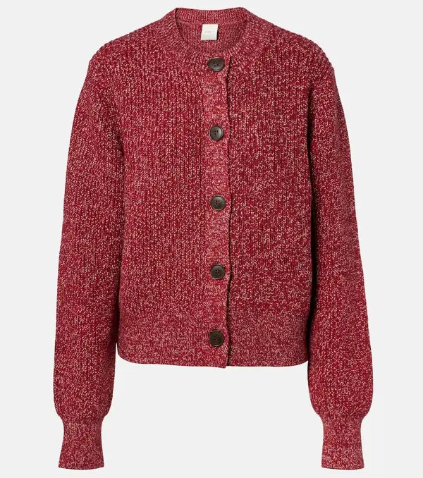 Varley Patricia Ribbed-knit Cardigan - Red