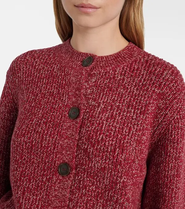 Varley Patricia Ribbed-knit Cardigan - Red