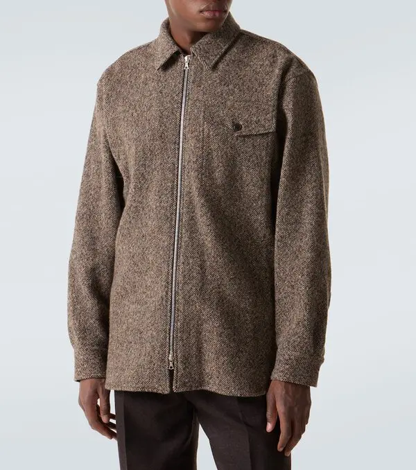 Dries Van Noten Wool And Cotton-blend Tweed Overshirt - Grey