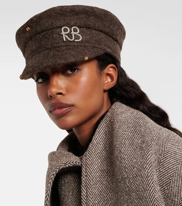Ruslan Baginskiy Pierced Wool-blend Newsboy Cap