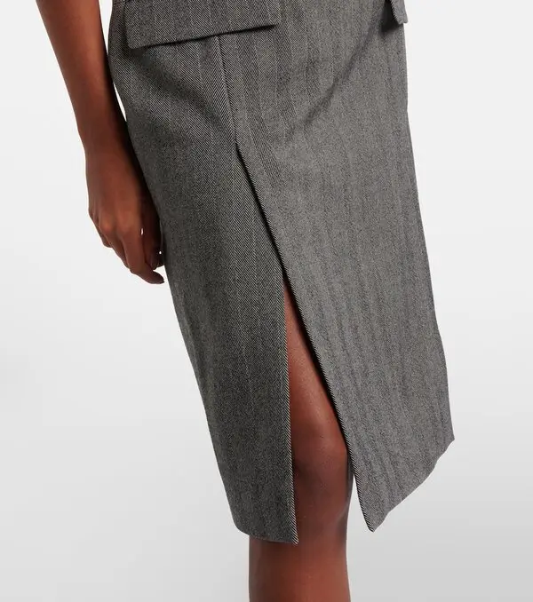 FERRAGAMO Chevron Wool-blend Midi Dress