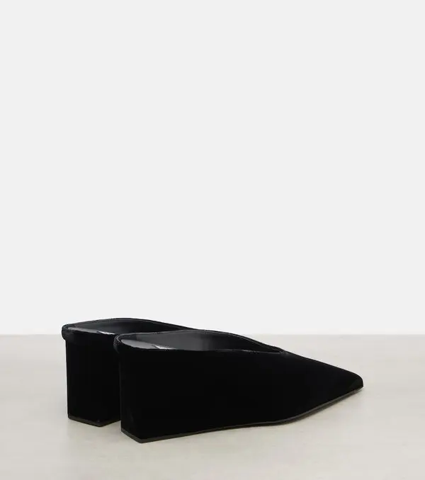 Alaïa Cube 75 Velvet Wedge Mules - Black