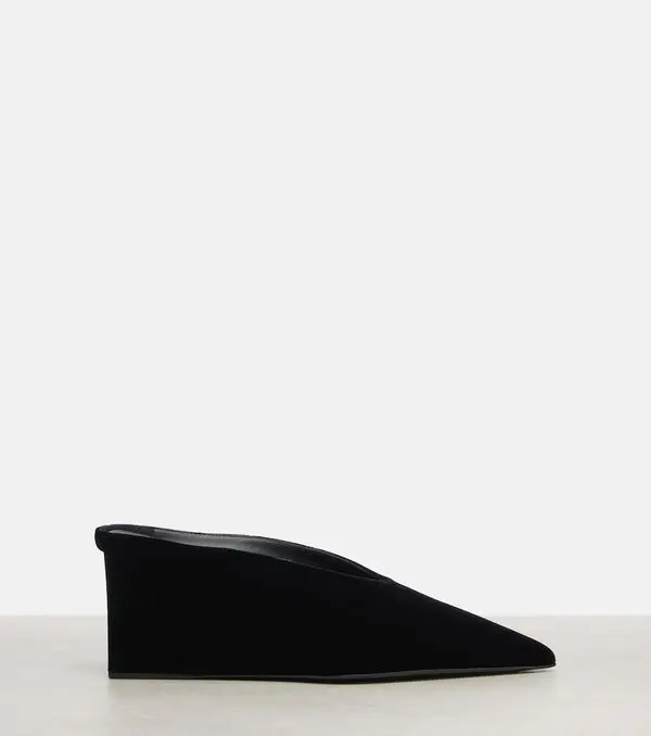 Alaïa Cube 75 Velvet Wedge Mules - Black