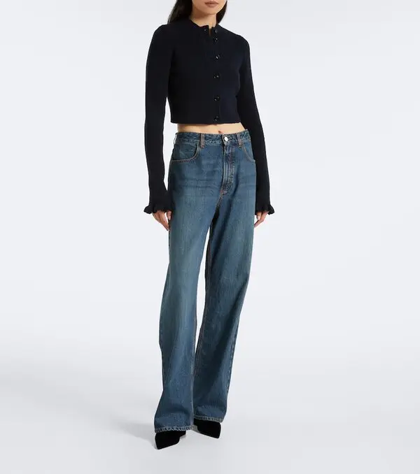 Alaïa Velvet Wedge Mules - Black