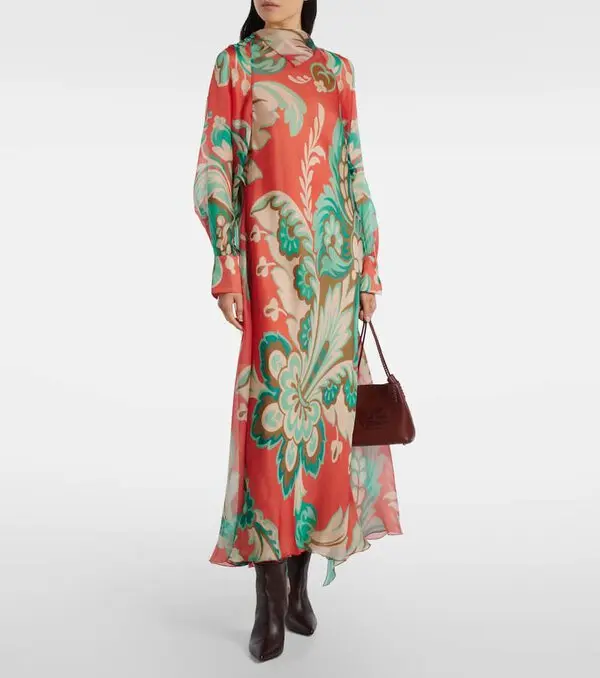 Etro Printed Silk Maxi Dress