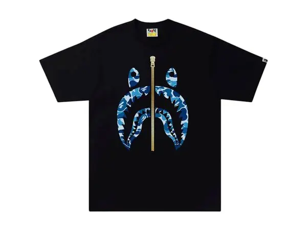 A BATHING APE Abc Camo Shark Tee Shirt - Black/blue