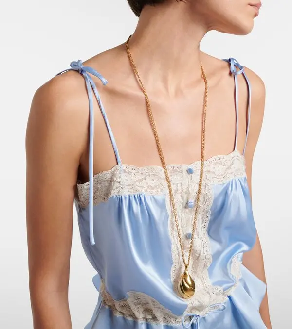 Chloé Lace-trimmed Silk Satin Camisole - Blue