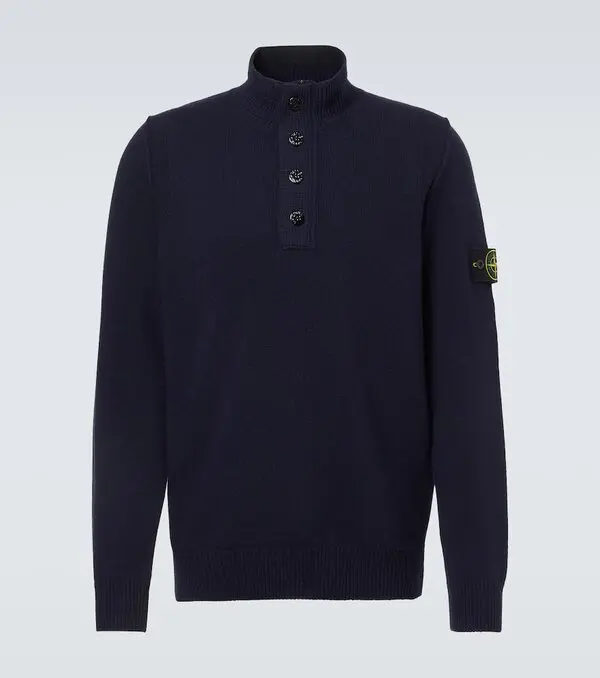 Stone Island Compass Wool-blend Polo Sweater
