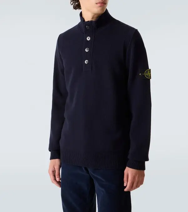 Stone Island Compass Wool-blend Polo Sweater