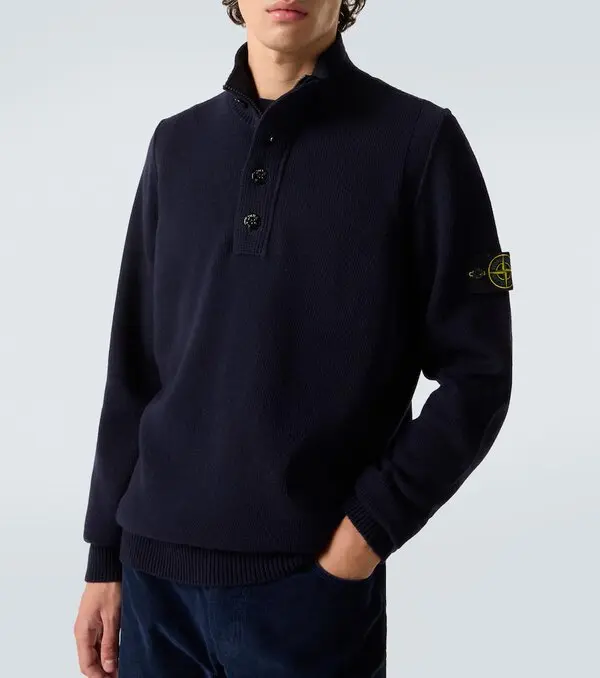Stone Island Compass Wool-blend Polo Sweater
