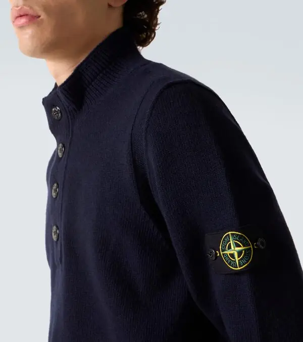 Stone Island Compass Wool-blend Polo Sweater