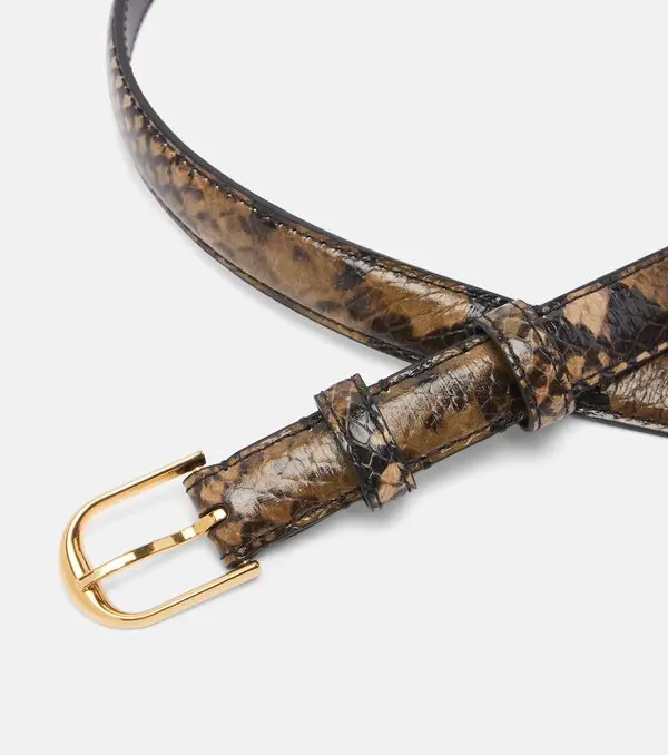 NILI LOTAN Jane Snake-effect Leather Belt - Brown