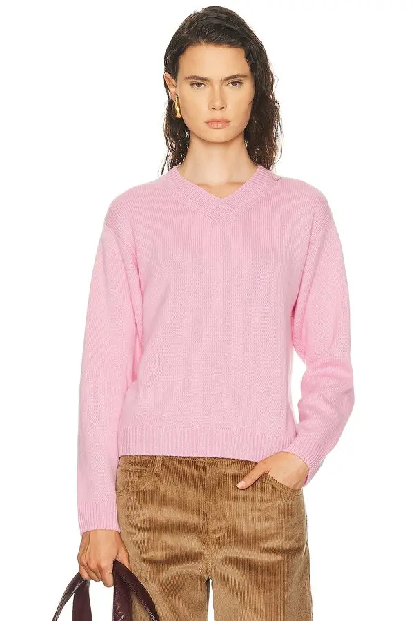 AMIYA Nevia V Neck Sweater - Light Pink