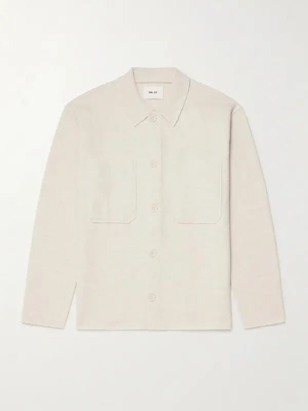 Nn07 Jonas 6398 Brushed Merino Wool Overshirt - Neutrals