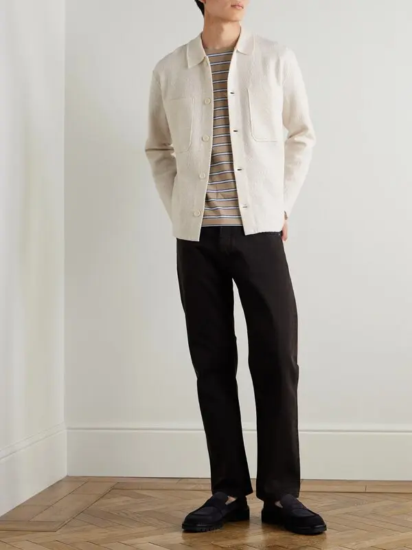 Nn07 Jonas 6398 Brushed Merino Wool Overshirt - Neutrals