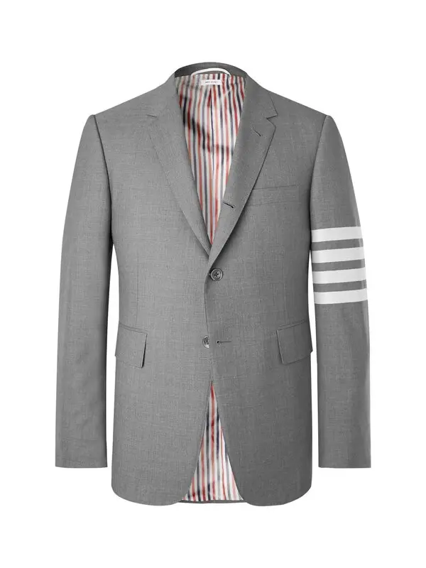 Thom Browne Grey Slim-fit Striped Wool Suit Jacket - Gray