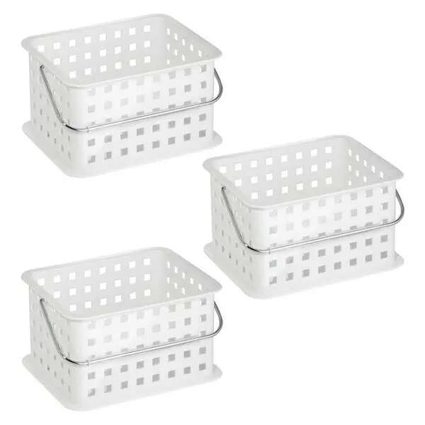 IDESIGN Small Stackable Shower Caddy Basket - White