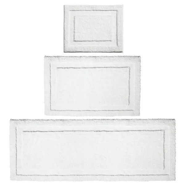 IDESIGN Bright White 3 Piece Microfiber Bath Mats - One-color