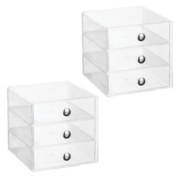 IDESIGN Stackable 3-drawer Vanity Makeup Organizer - One-color