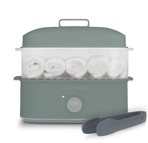 ZADRO Facial Towel Steamer With Tongs - Dark Green