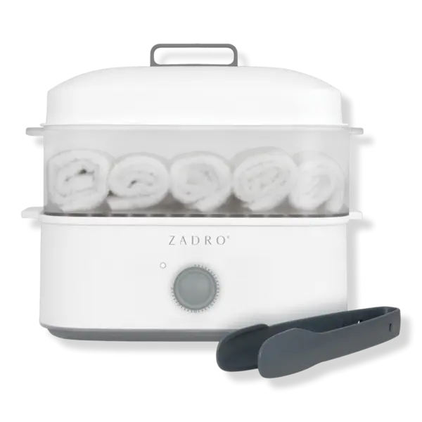 ZADRO Facial Towel Steamer With Tongs - White/gray