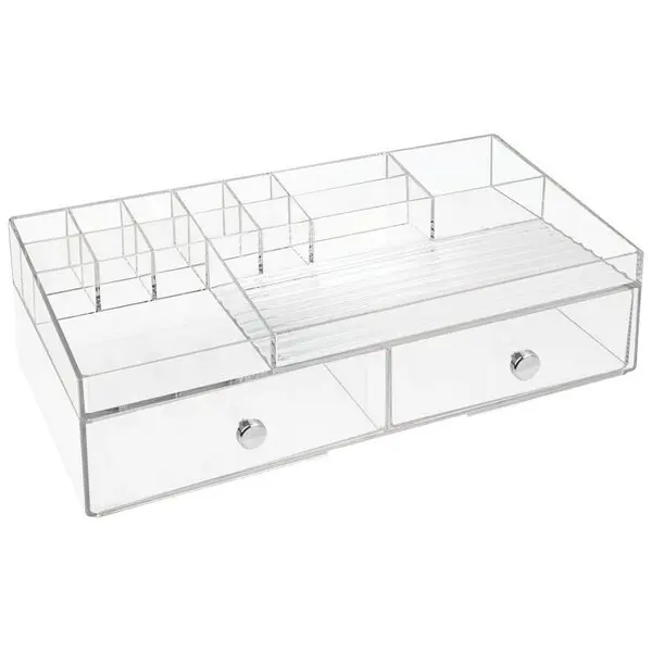 IDESIGN Divided Makeup Organizer With Drawers For Bathroom Countertop - One-color