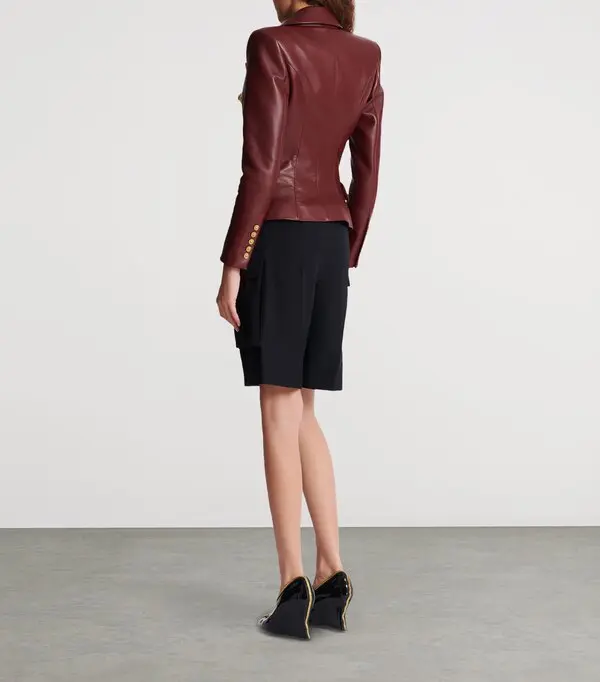 Balmain Lambskin Double-breasted Blazer - Brown