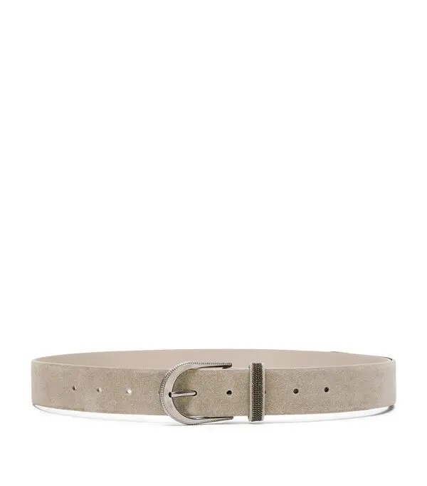 Brunello Cucinelli Sueded Calfskin Belt - Beige