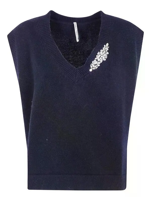 Liviana Conti V-neck Cashmere Vest - Blue