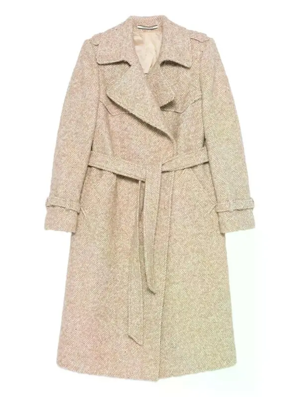 Tagliatore Belted Herringbone-pattern Coat