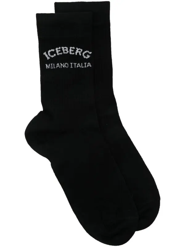 Iceberg Logo Socks - Black
