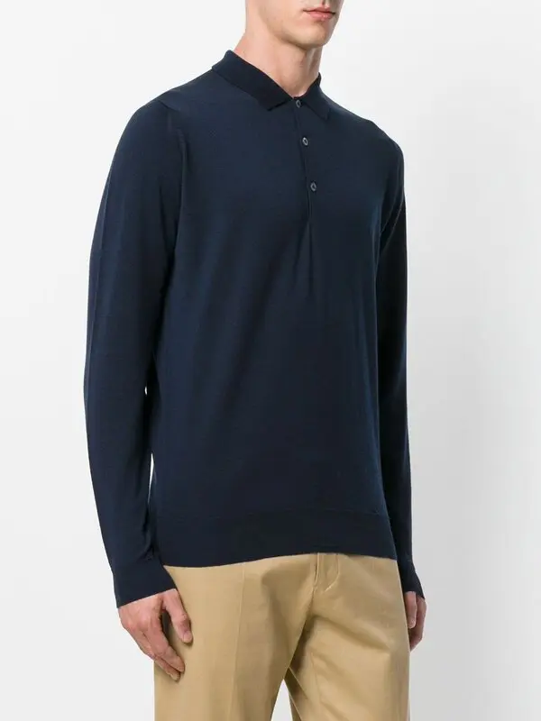 John Smedley Long Sleeve Polo - Green