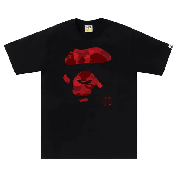 A BATHING APE Color Camo Ape Face Tee - Black
