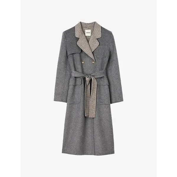 Sandro Double-breasted Tie-belt Wool-blend Coat