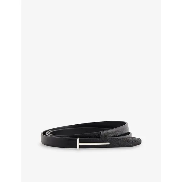 TOM FORD T-plaque Leather Belt - Black