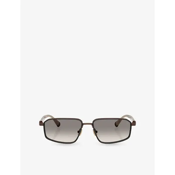 Brunello Cucinelli Irregular-frame Titanium Sunglasses - Brown