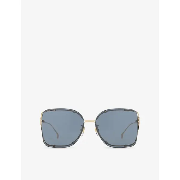 Gucci Gg1713sa Rectangle-frame Sunglasses - Gold