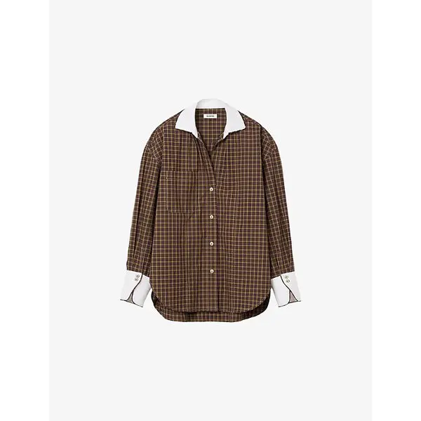 Sandro Checked Oversized Cotton Shirt
