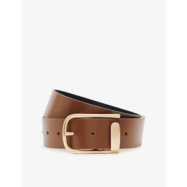 REISS Iyla Leather Belt - Tan