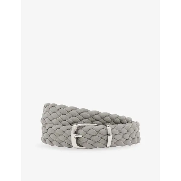 REISS Woven Suede Belt - Soft Grey