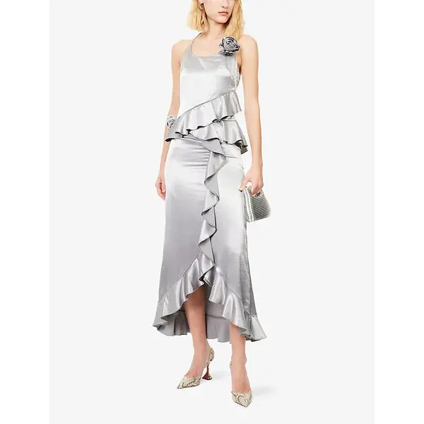 AMY LYNN Ruffled Woven Maxi Skirt