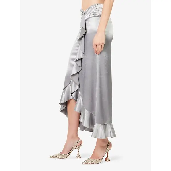 AMY LYNN Ruffled Woven Maxi Skirt