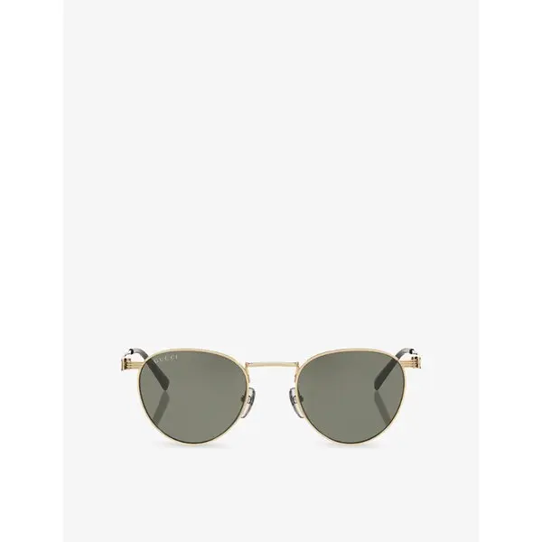 Gucci Oval-frame Metal Sunglasses - Gold