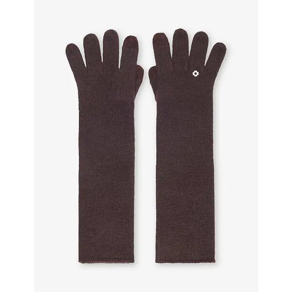 Maje Wool And Cashmere Knitted Gloves - Dark Brown