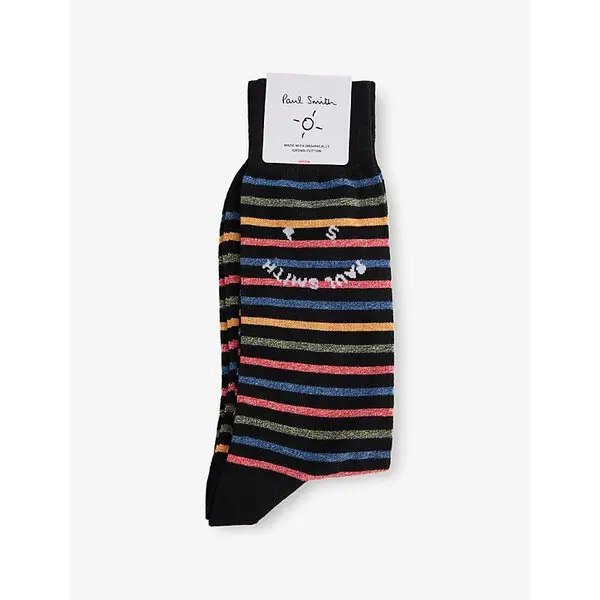 Paul Smith Leo Happy Striped Stretch-cotton Socks - 79 Black