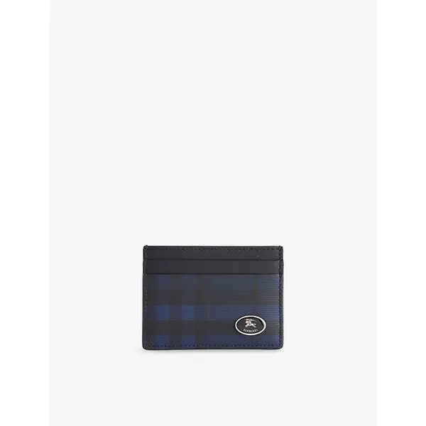 Burberry Branded Faux-leather And Canvas Card Holder - Navy