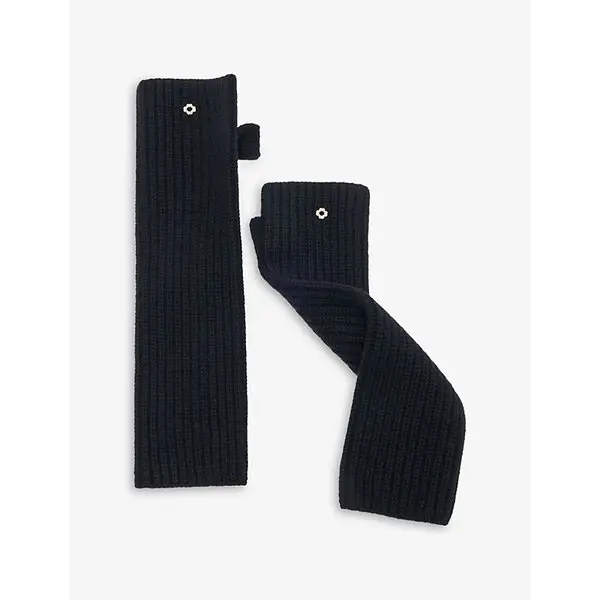 Maje Wool And Cashmere Fingerless Mittens - Black