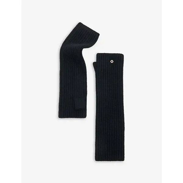Maje Wool And Cashmere Fingerless Mittens - Black