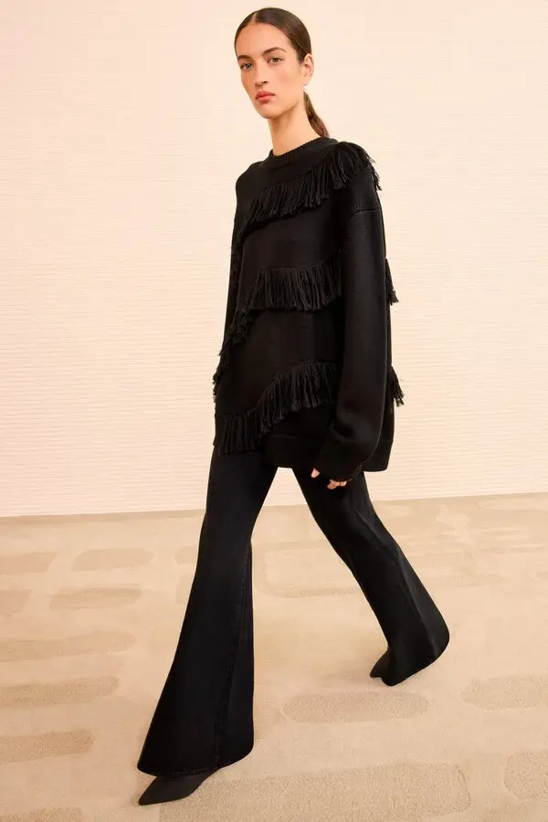 Ulla Johnson Ina Oversized Fringe Pullover - Noir
